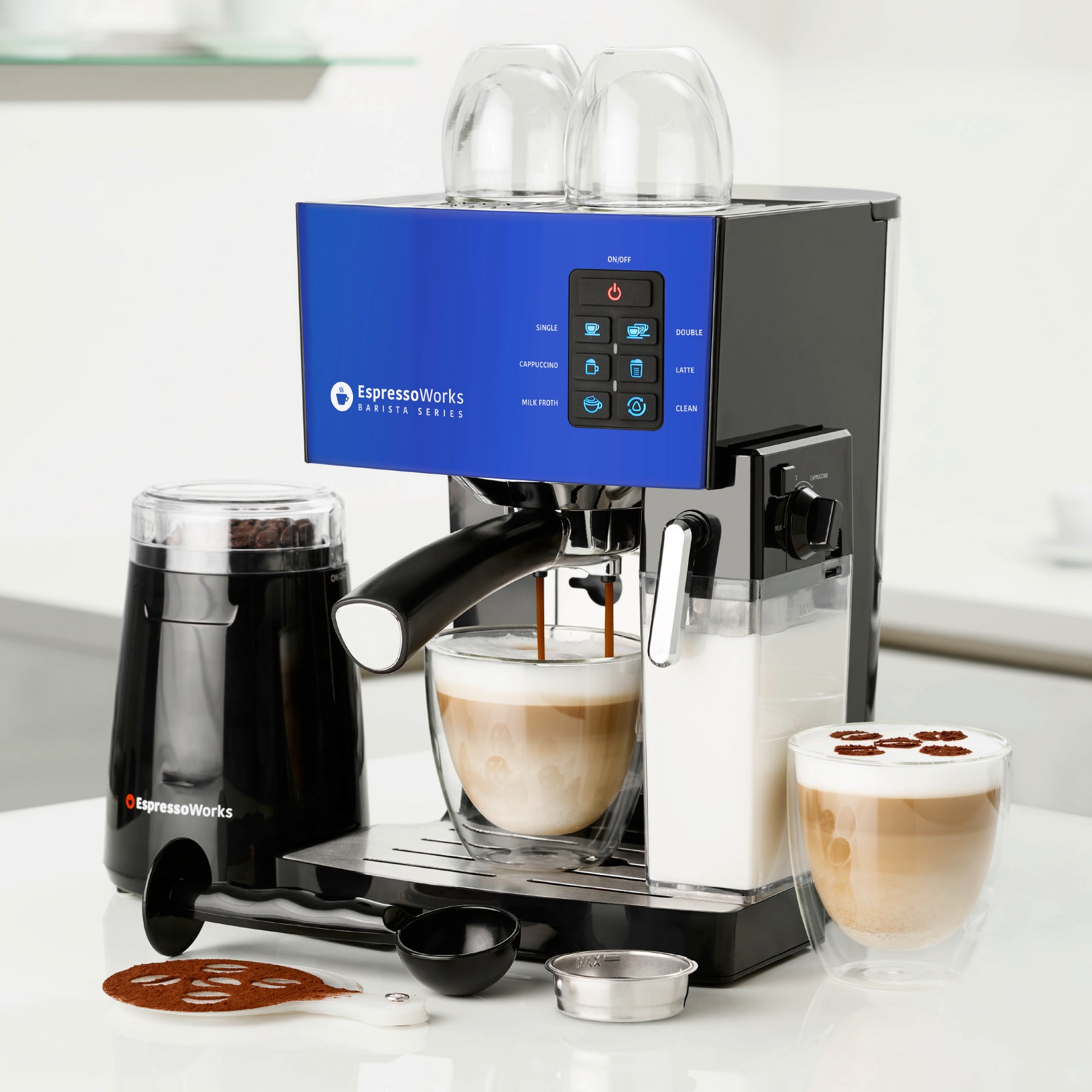 10-Piece Blue Espresso & Cappuccino Maker Set